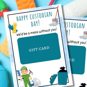 School Custodian Day Gift, Printable Gift Card Holder, Custodian ...