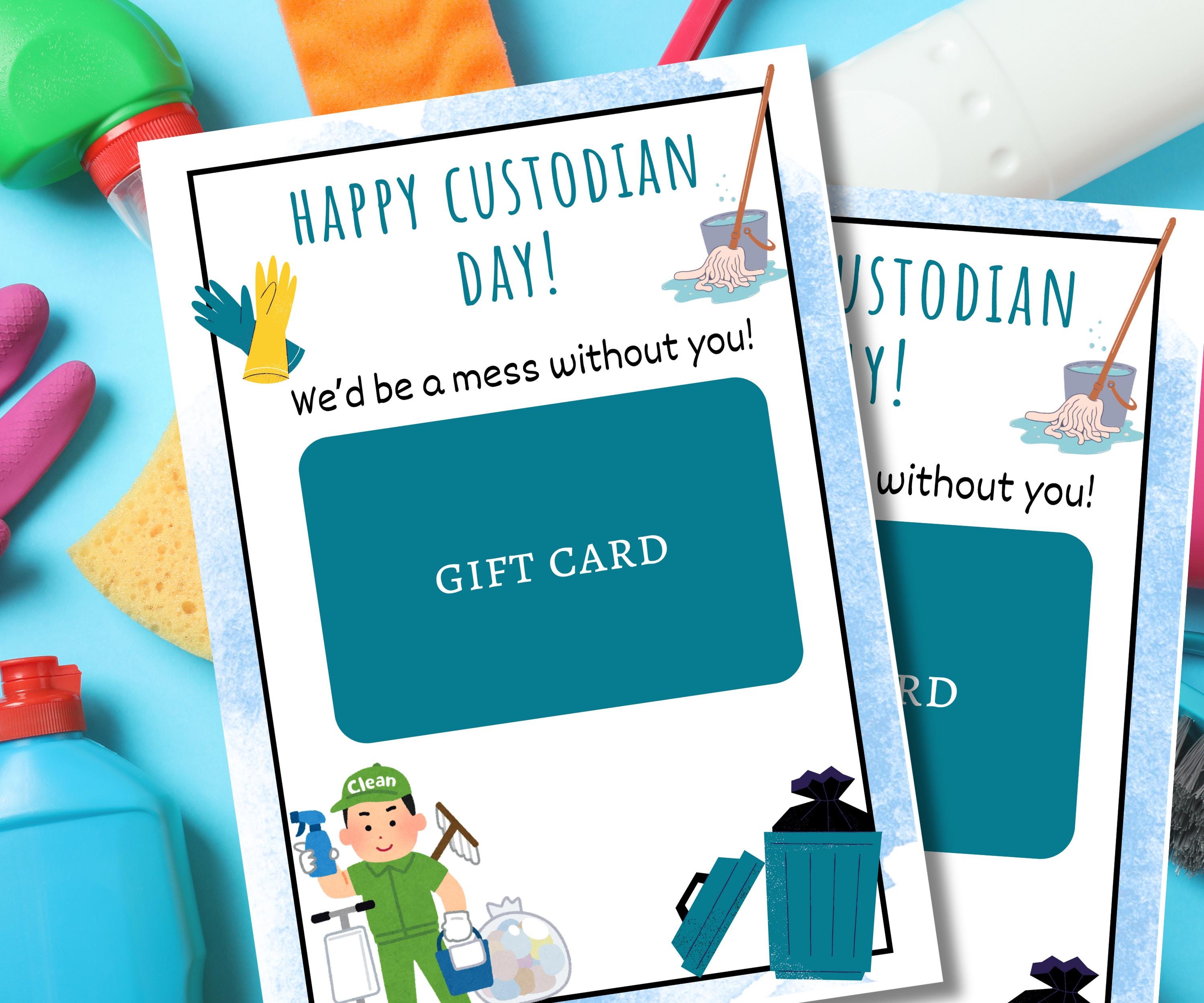 School Custodian Day Gift, Printable Gift Card Holder, Custodian ...