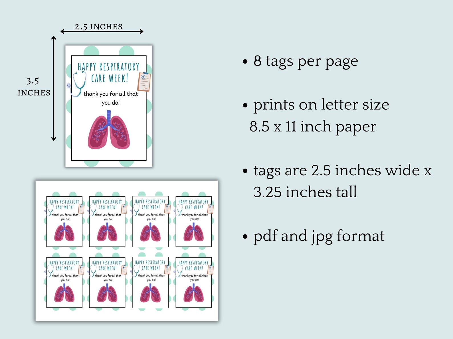 Respiratory Care Week Gift Tags, Respiratory Care Appreciation, RT Week ...