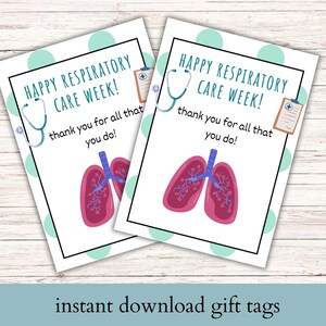 Respiratory Care Week Gift Tags, Respiratory Care Appreciation, RT Week ...