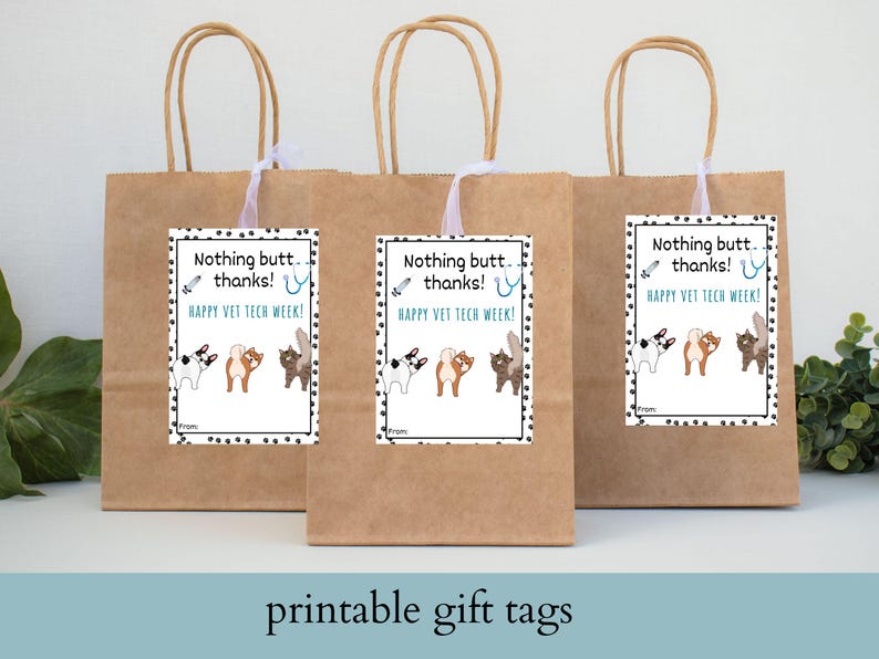 Funny Vet Tech Week Gift Tags, Vet Tech Appreciation, Vet Tech Week ...