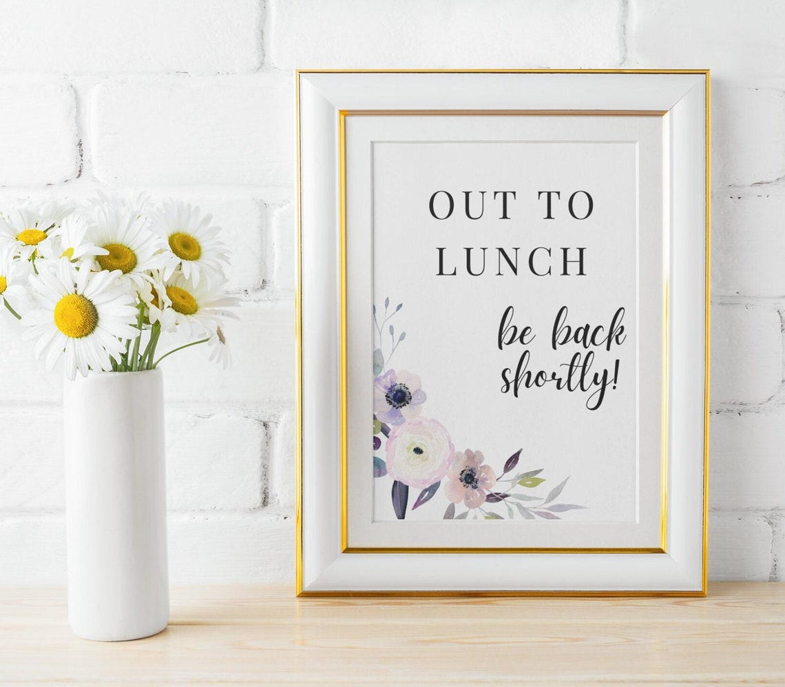 Out to Lunch Sign for Desk, Printable Office Sign, Be Back Soon Sign ...