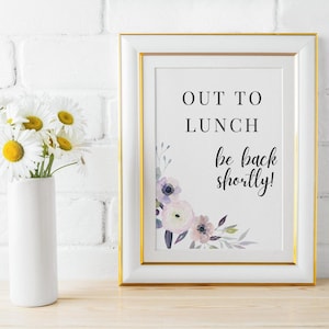 Out to Lunch Sign for Desk, Printable Office Sign, Be Back Soon Sign ...