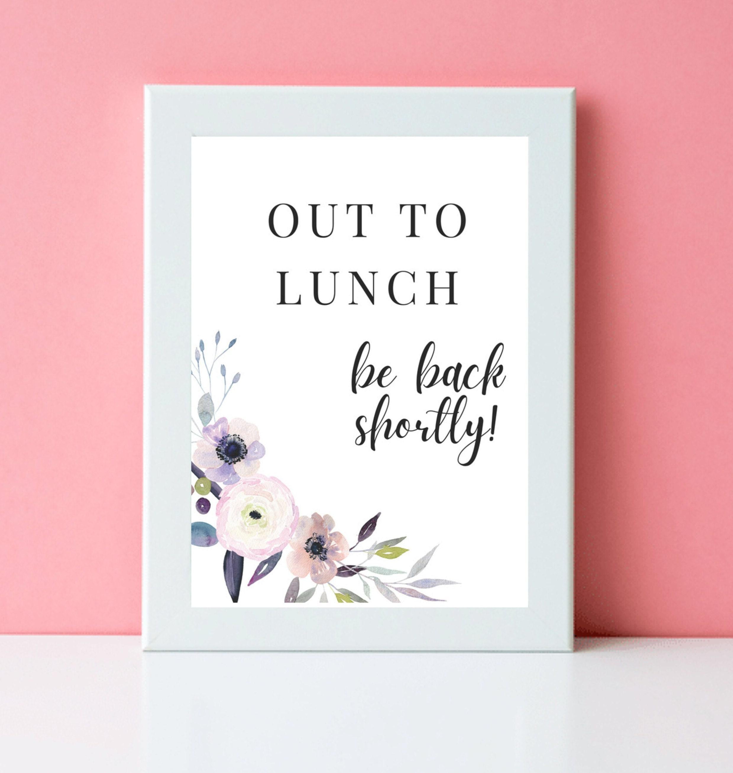 Out to Lunch Sign for Desk, Printable Office Sign, Be Back Soon Sign ...