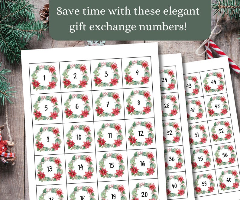 White Elephant Numbers, Printable Gift Exchange Numbers, Yankee Swap ...
