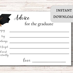 Graduation Advice Cards Printable, Graduation Party Ideas for Him, High ...