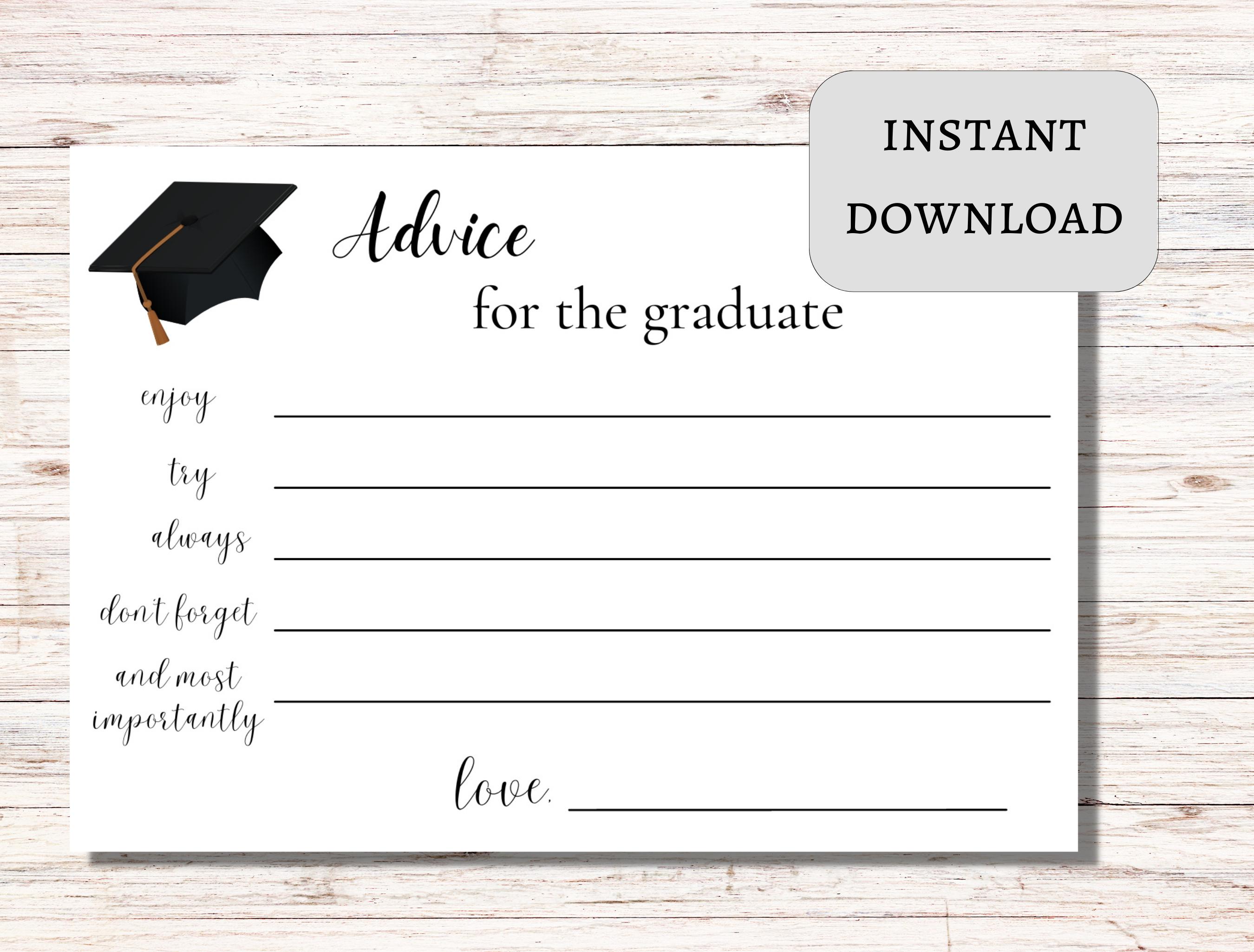 Graduation Advice Cards Printable, Graduation Party Ideas for Him, High ...