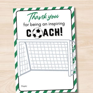 Printable Soccer Coach Gift Card Holder, Soccer Coach Thank You Card ...