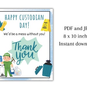 Custodian Day Sign, School Custodian Day Banner, Custodian Appreciation ...
