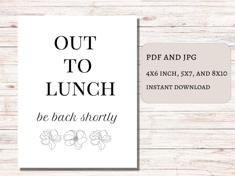 Out to Lunch Desk Sign, on Break Sign, Printable Office Sign, Out to ...