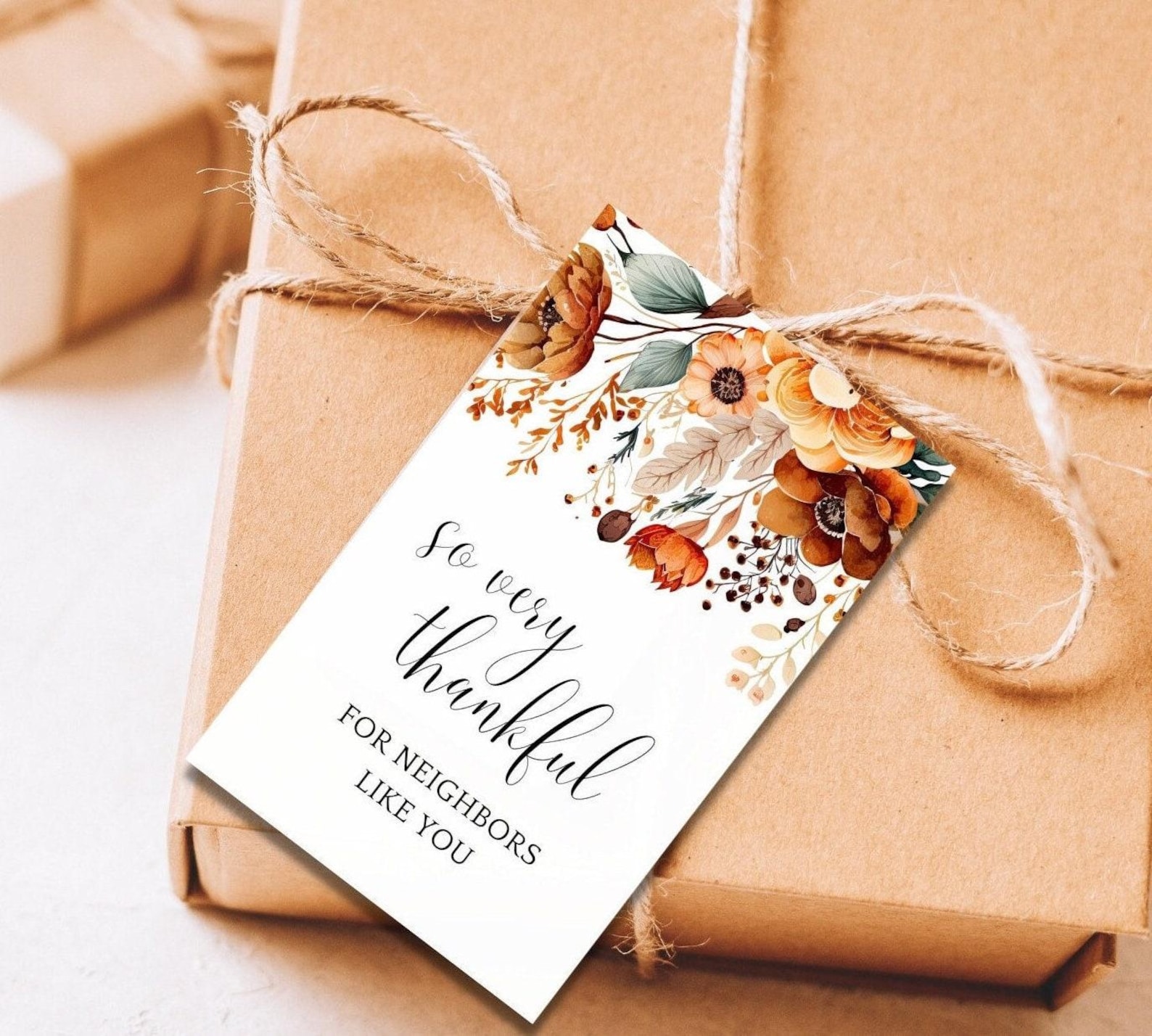 Neighbor Gift Tag, Fall Cookie Tag, Thanksgiving Gift Tag, Thankful for ...