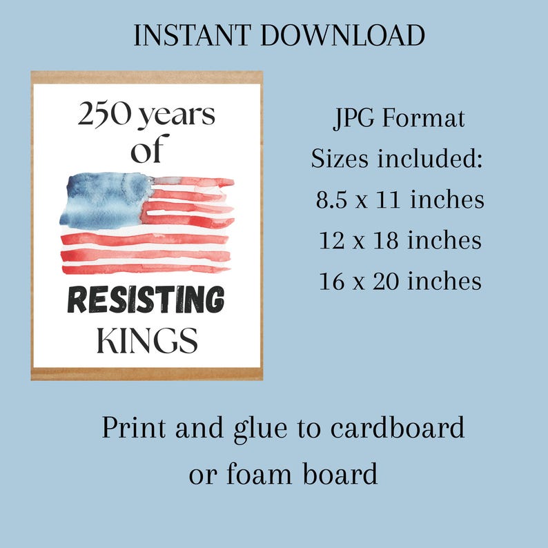 No Kings Protest Sign, Printable Protest Poster, Protect Democracy ...