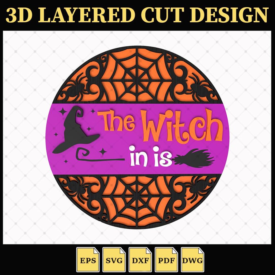 Halloween Witch Welcome Sign 3d SVG, 3D Layered Wooden Halloween Svg ...
