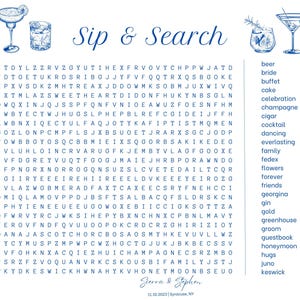 Custom Wedding Game Sip & Search Giant Word Search Game for During ...
