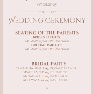 Classic Wedding Ceremony Pamphlet, Wedding Schedule, Wedding Place Card ...