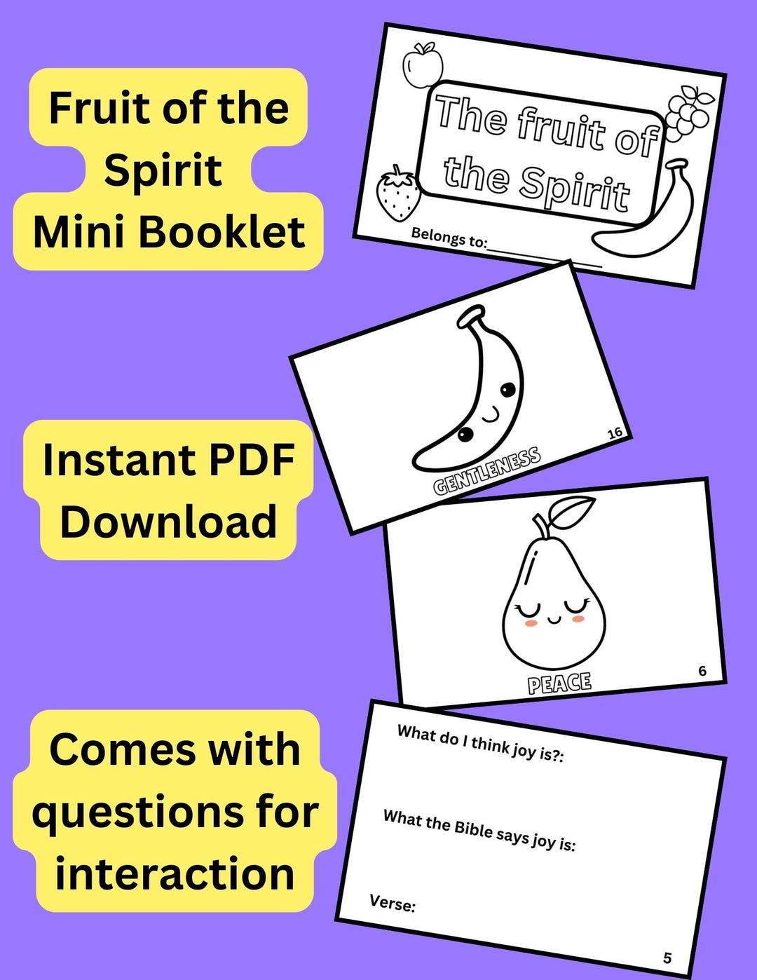 Fruit of the Spirit Booklet (for Sunday School/ Kids) - Etsy