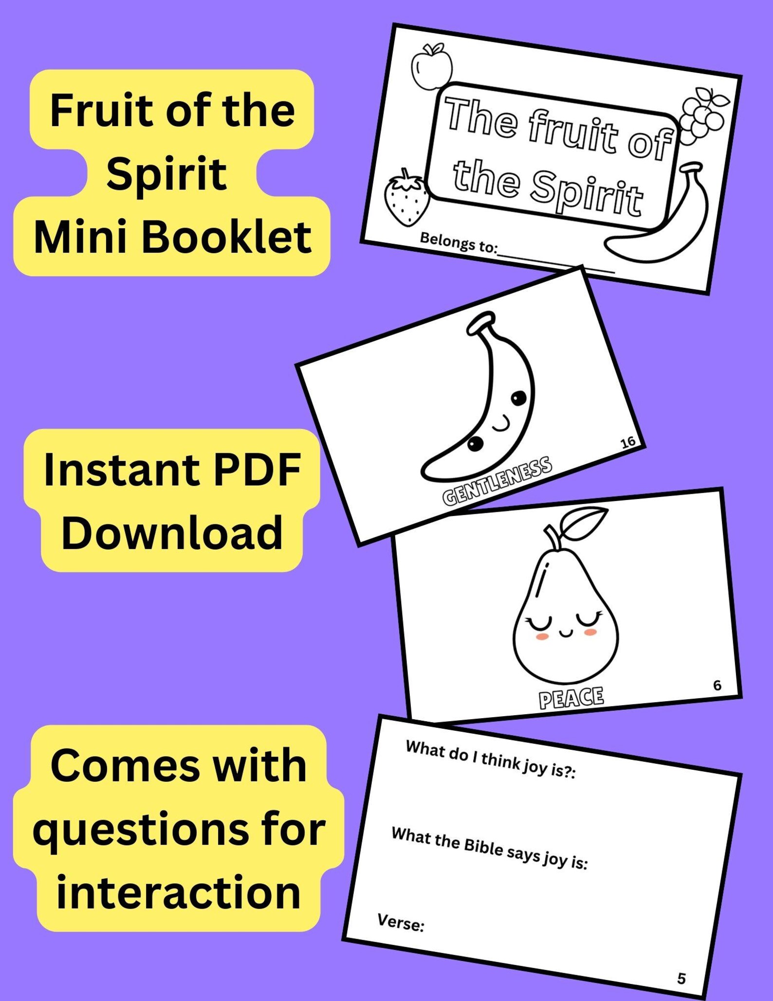 Fruit of the Spirit Booklet (for Sunday School/ Kids) - Etsy