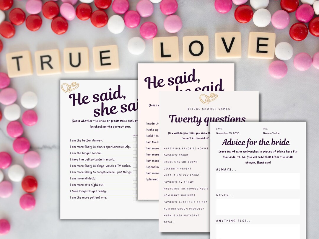 Bridal Shower Game Template, Your Bridal Shower With Interactive Game ...
