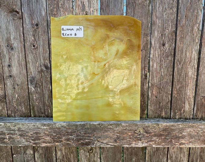 Vintage Bullseye 8.5”x10” Opalescent “thick, Wavy Rusty Yellow” Stained ...