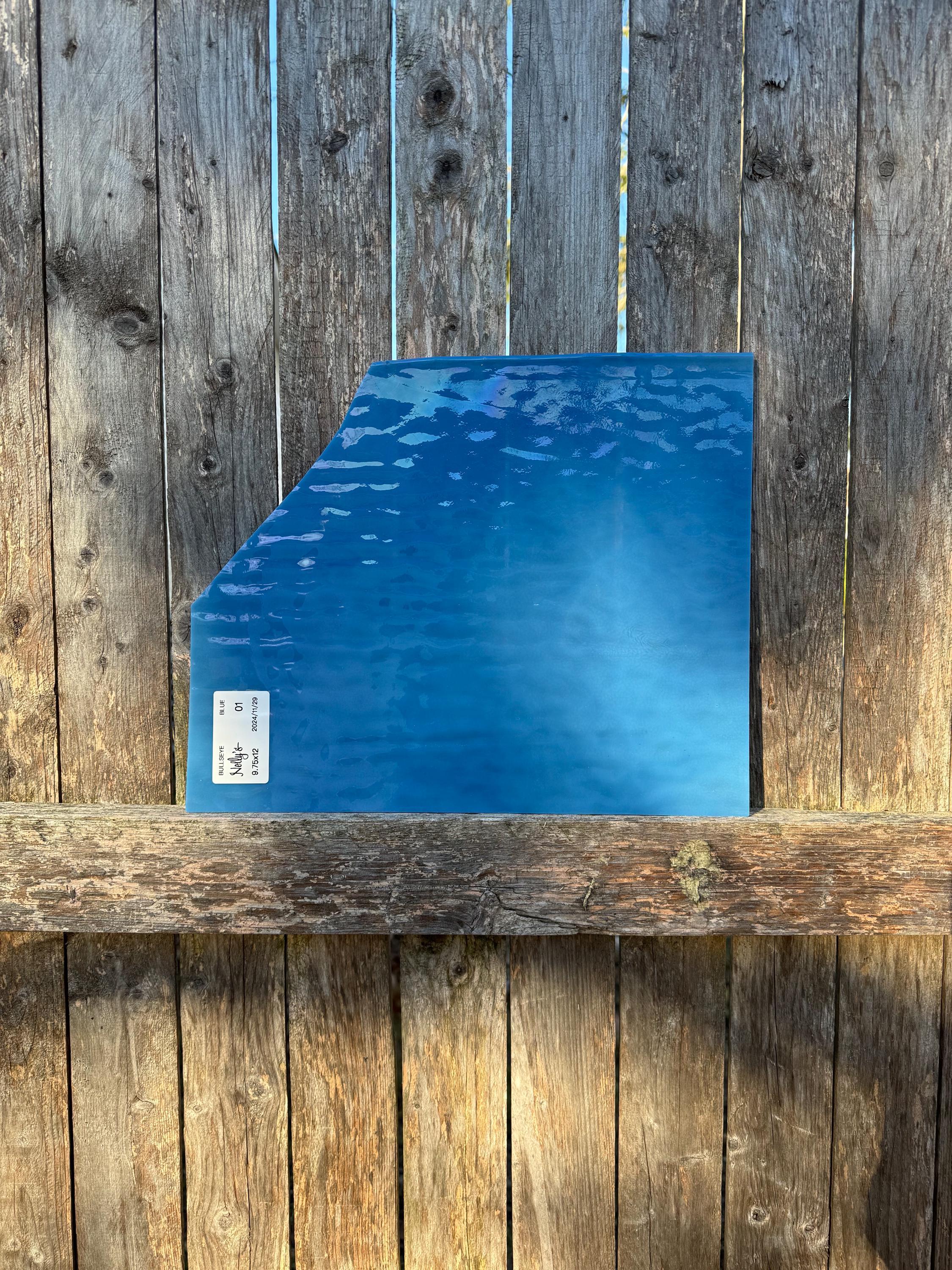 Vintage Bullseye 9.75x12 Opalescent Sky Blue Colored Stained Glass ...