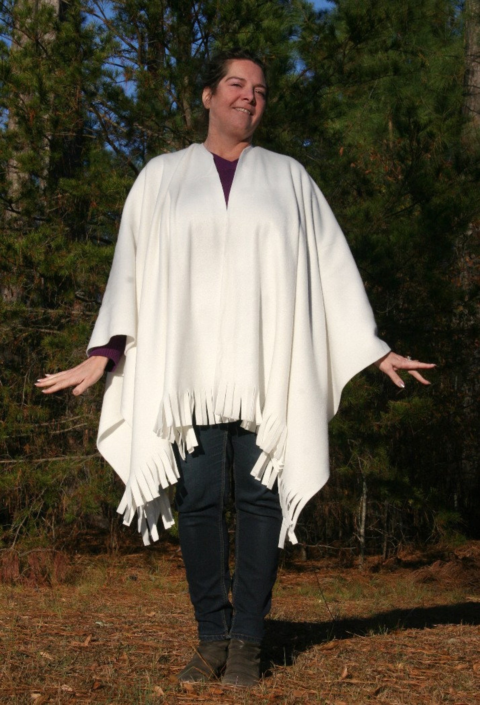 Winter White Fleece Wrap Shawl Ruana Stole With or Without Fringe - Etsy