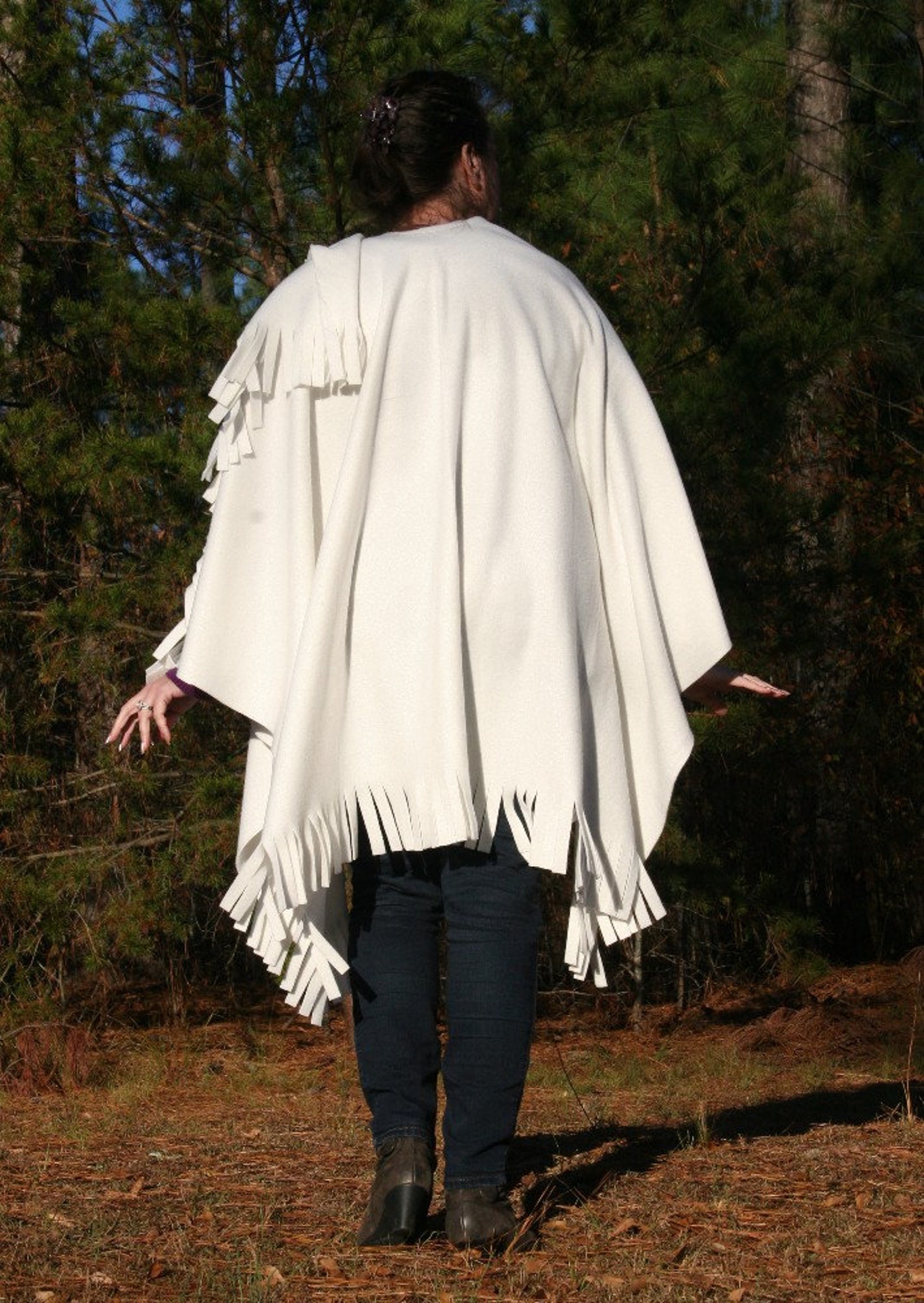 Winter White Fleece Wrap Shawl Ruana Stole With or Without Fringe - Etsy
