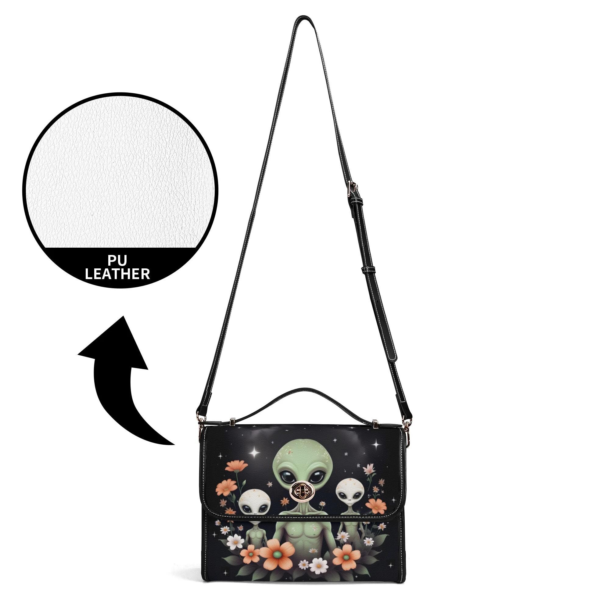 Alien Family Vegan Leather Bags Black Satchel Bag Crossbody Purse Cute ...