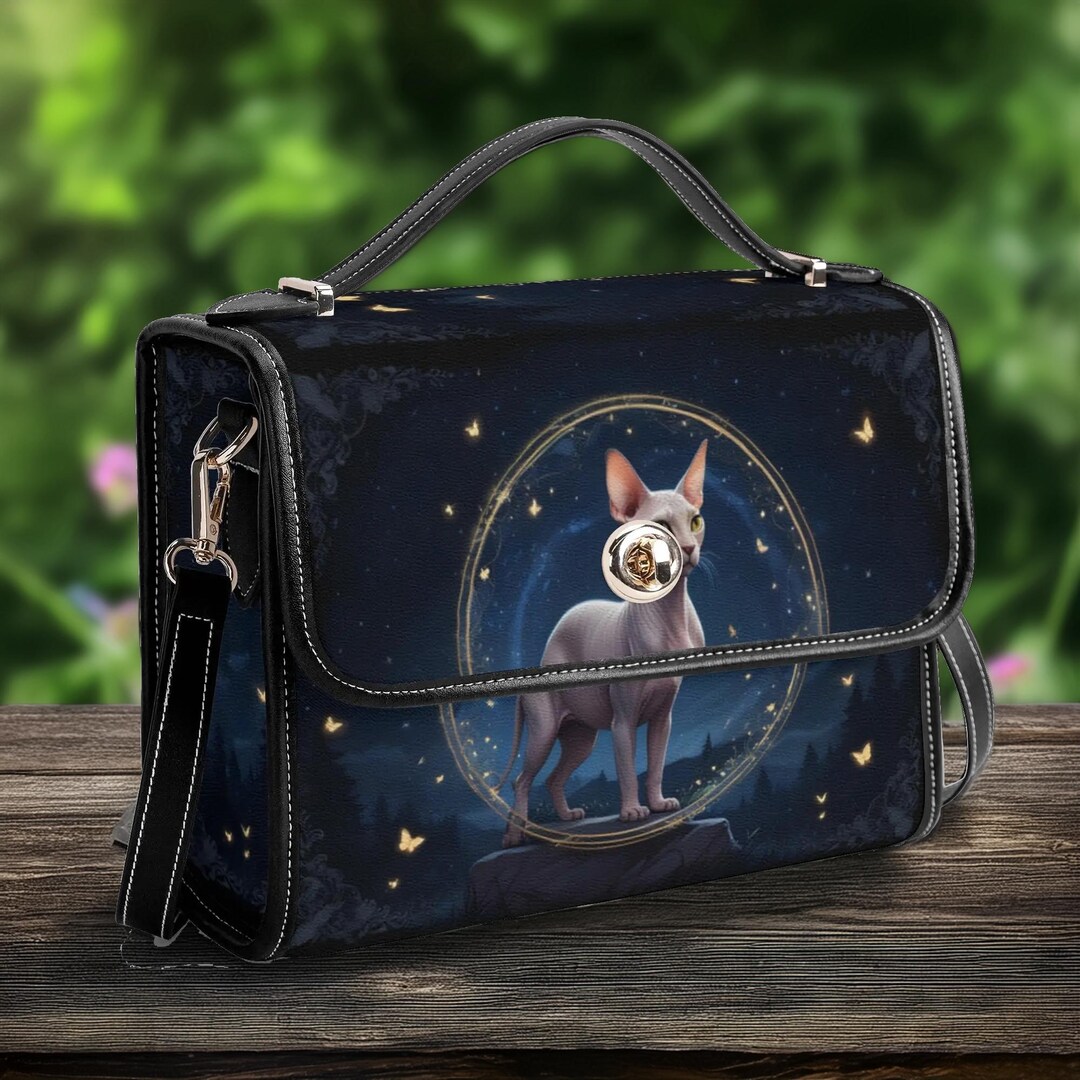 Sphynx Cat Satchel Bag With Crossbody Strap - Cute Handbag Perfect for ...