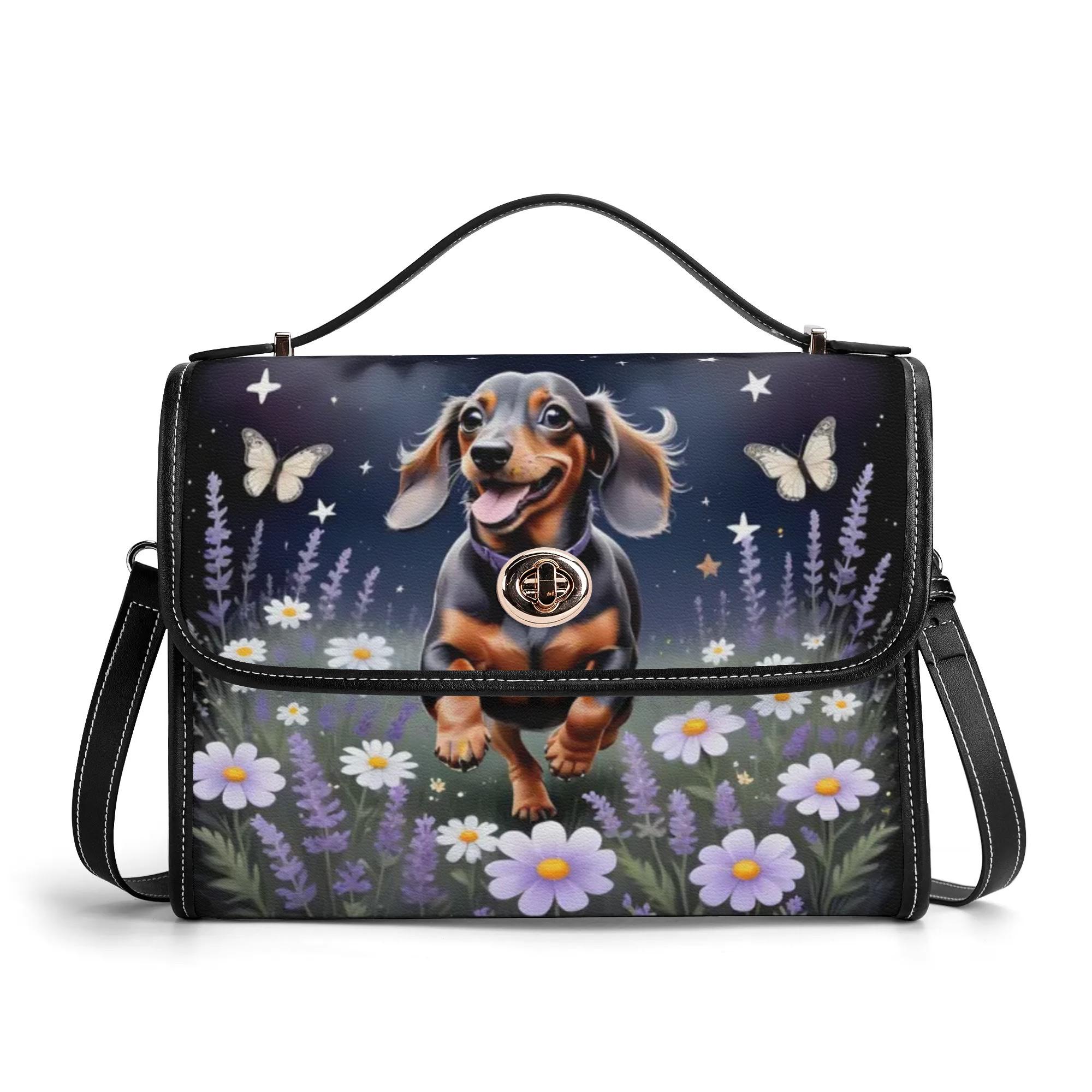 Dachshund Satchel Bag - Cute Crossbody Purse With Black Strap ...