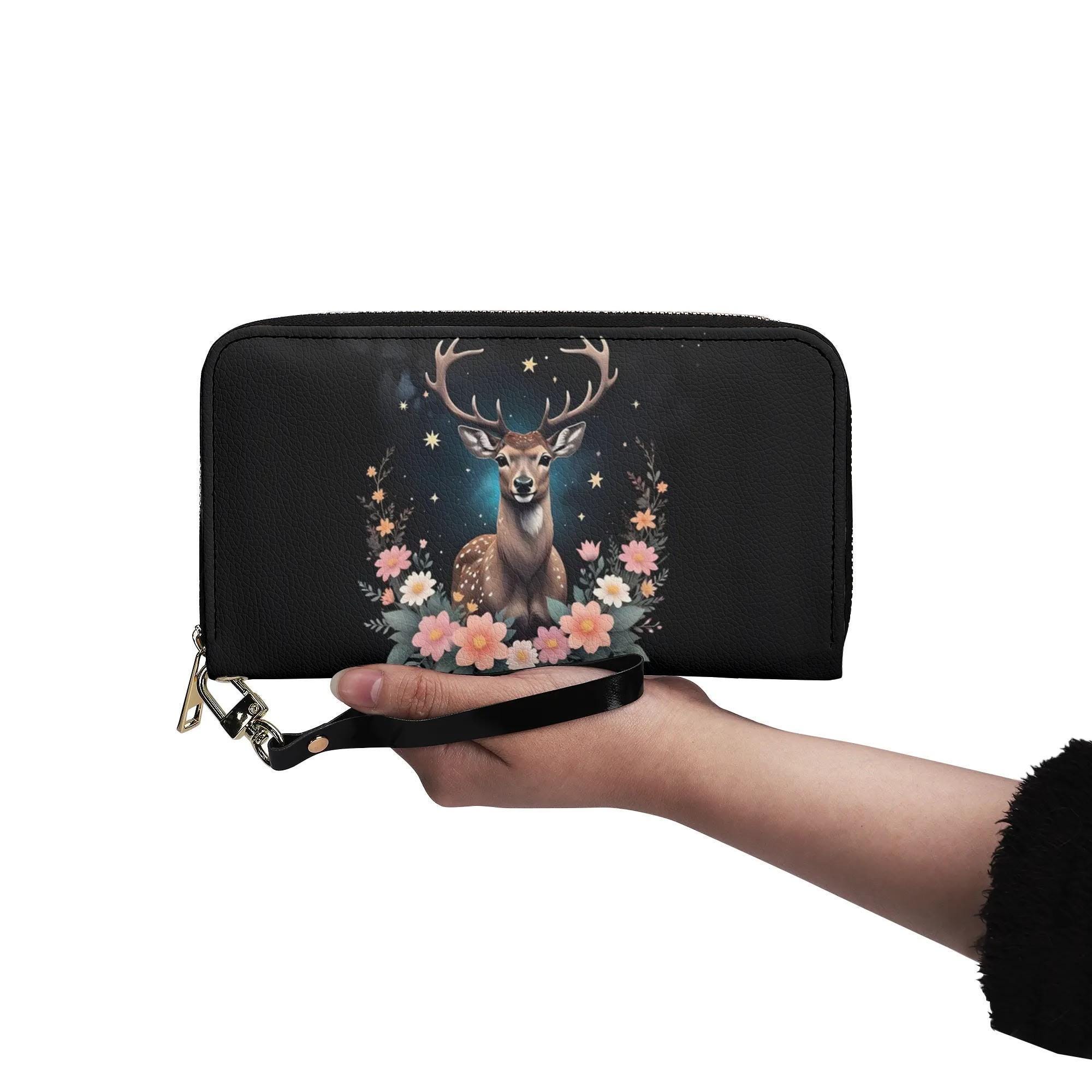 Deer Wallet, Vegan Leather Zip Around Wallet With Wrist Strap - Etsy