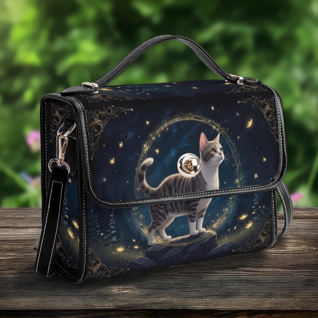 Domestic Shorthair Cat PU Leather Satchel Bag - Crossbody Strap - Etsy