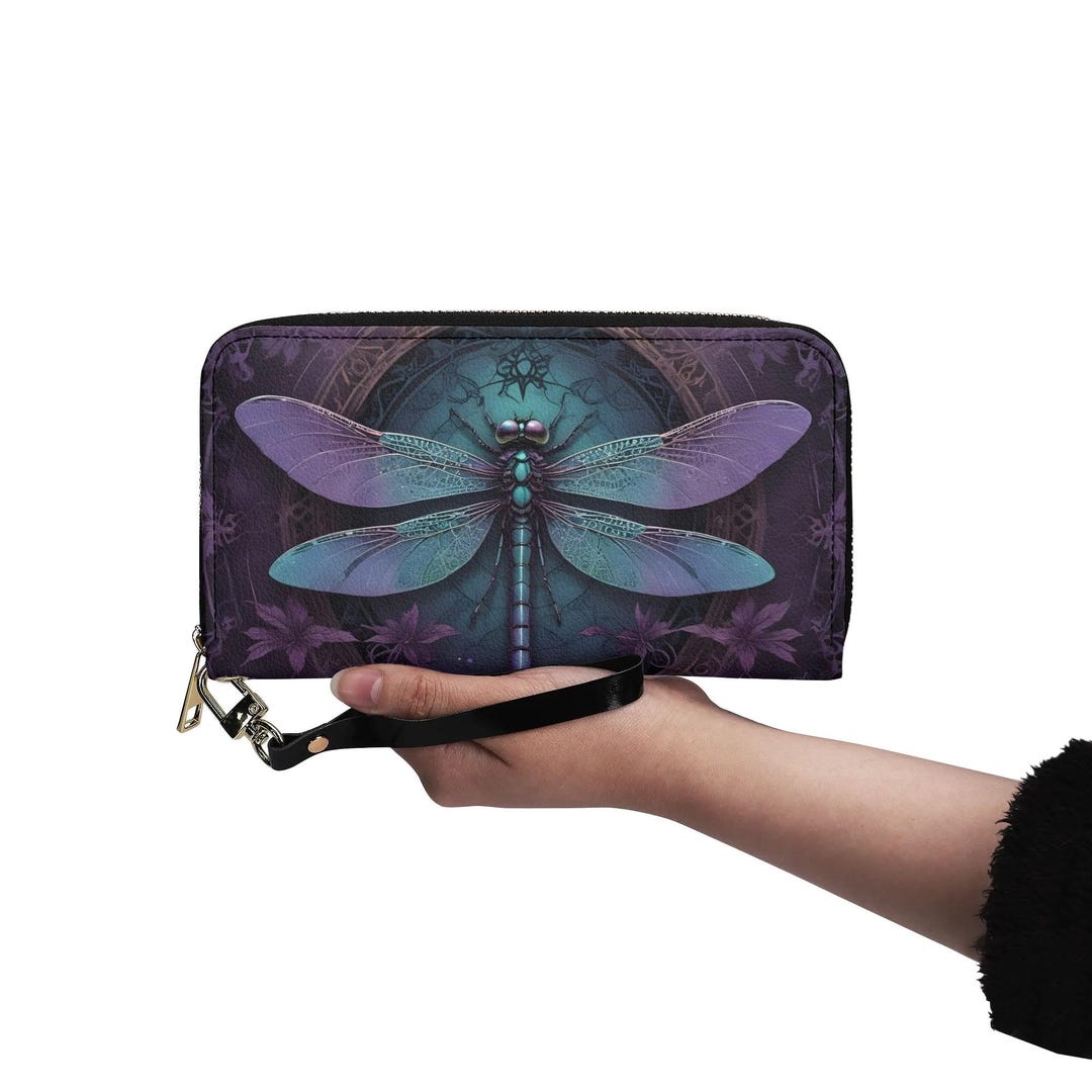 Dragonfly Wallet Vegan Leather Cute Wallet Vegan Leather Wallet Zip ...
