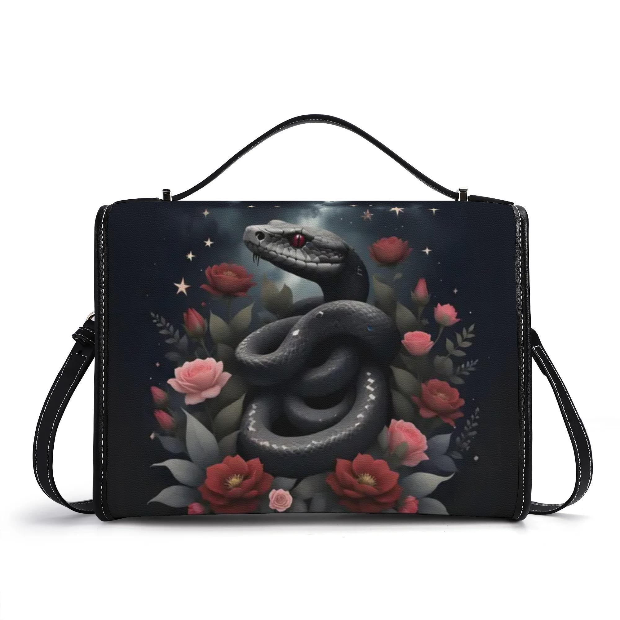 Snake Vegan Leather Satchel Bag, Boho Crossbody Purse - Etsy