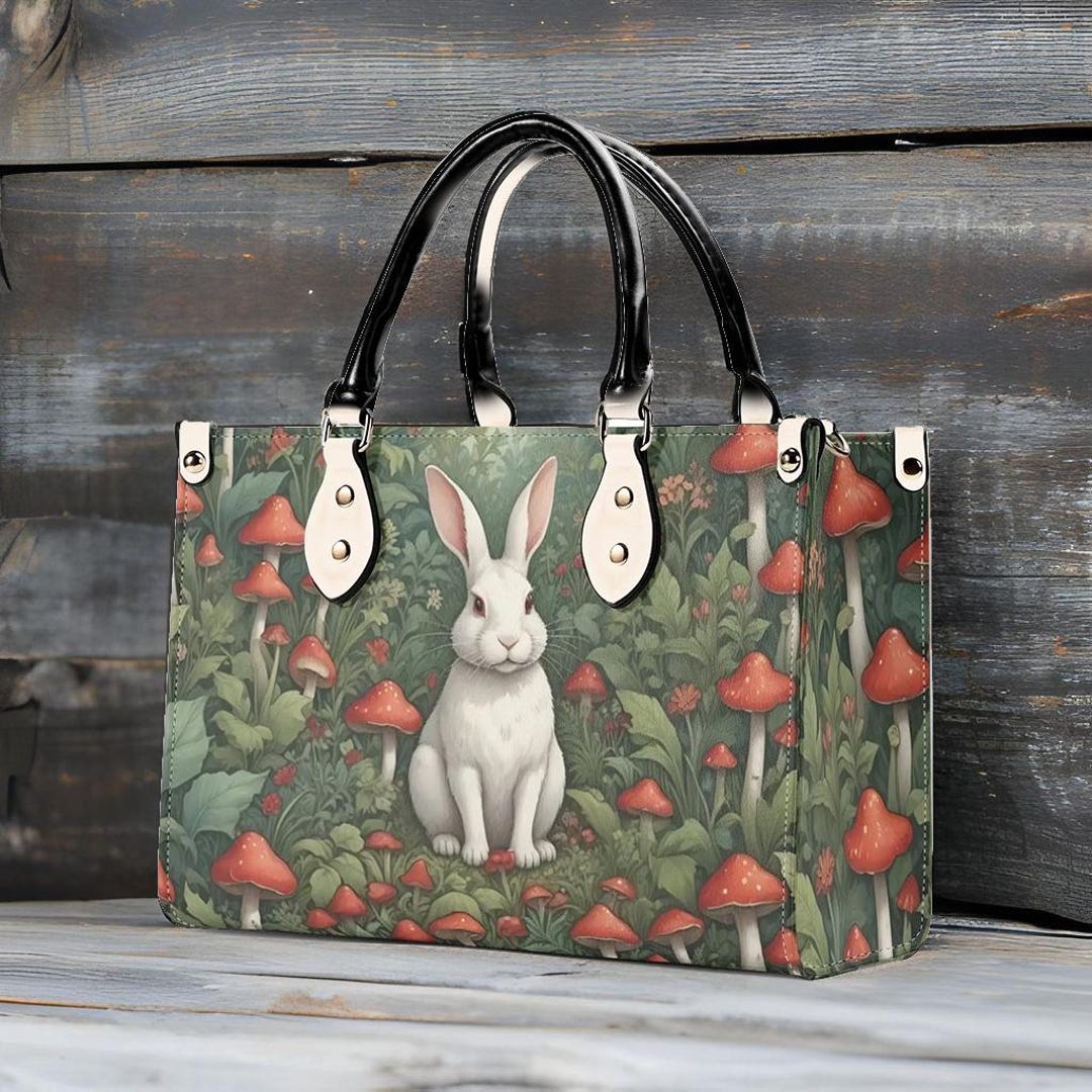 White Rabbit Bag Cute Crossbody Purse Bag Top Handle Bag Printed Cute ...