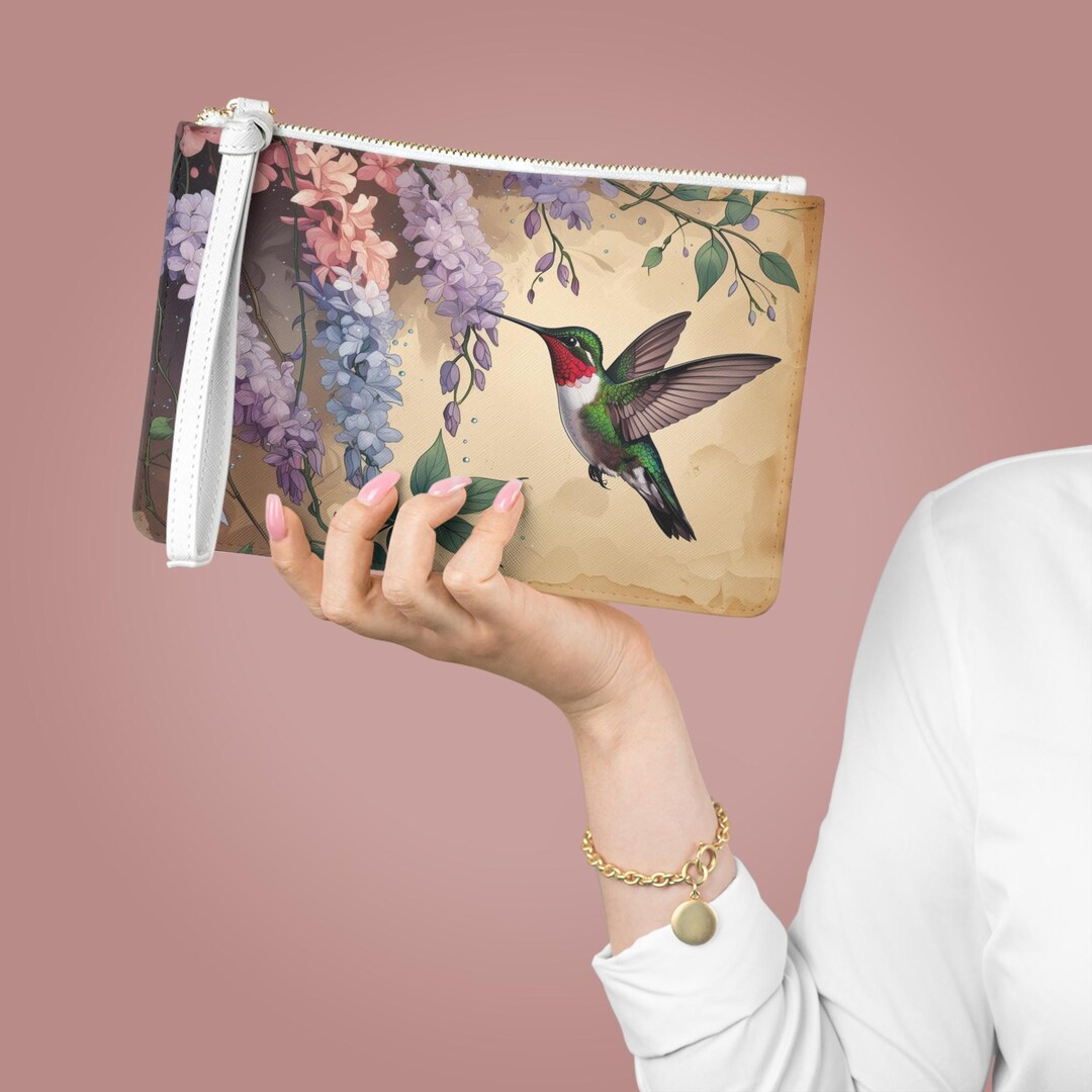 Mystic Hummingbird Garden Clutch Bag, Nature-inspired, Small Purse ...