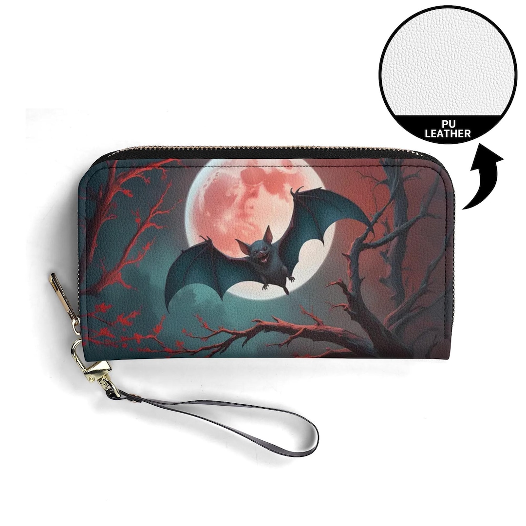 Vampire Bat Wallet Vegan Leather Cute Wallet Vegan Leather Wallet Zip ...