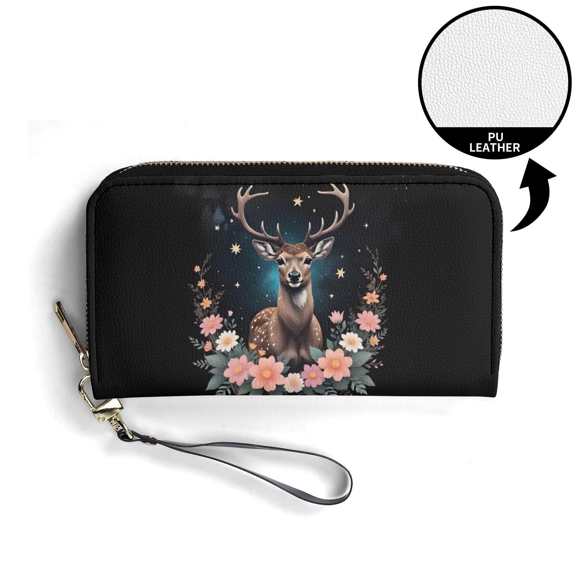 Deer Wallet, Vegan Leather Zip Around Wallet With Wrist Strap - Etsy