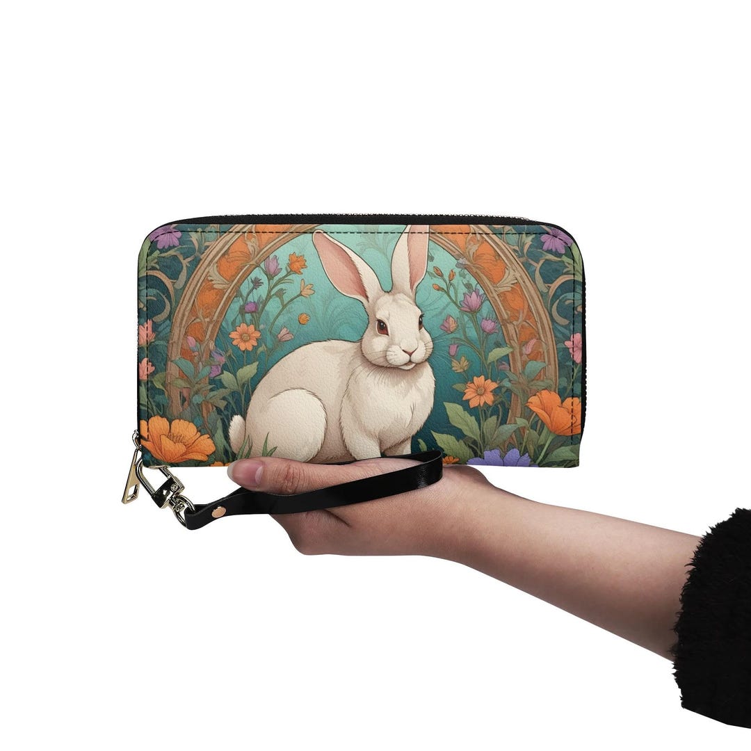 Rabbit Wallet Vegan Leather Cute Wallet Vegan Leather Wallet Zip Around ...