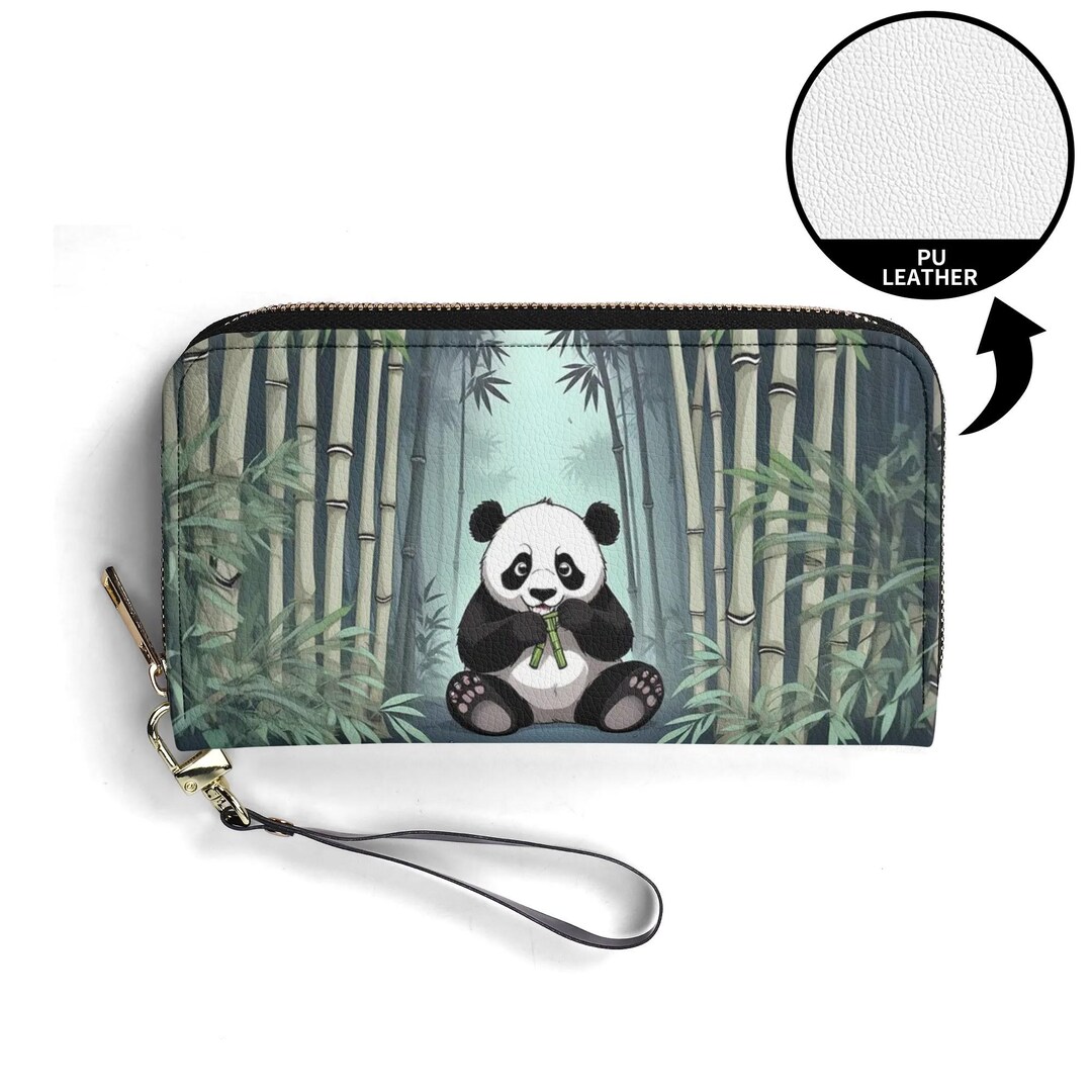Panda Bear Wallet Vegan Leather Cute Wallet Vegan Leather Wallet Zip ...