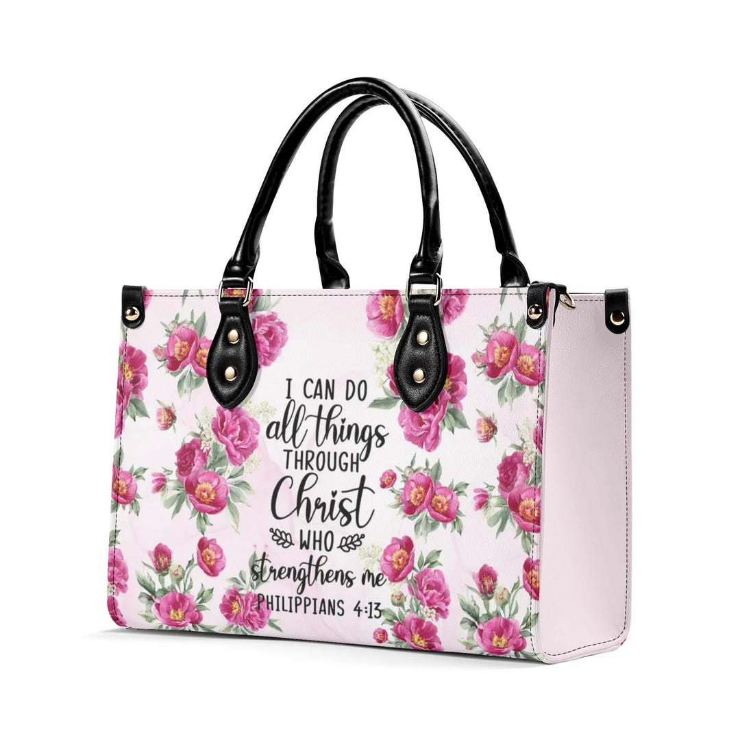 Womens Flower Christian Faux Leather Bag Vegan Leather Handbag Shoulder ...