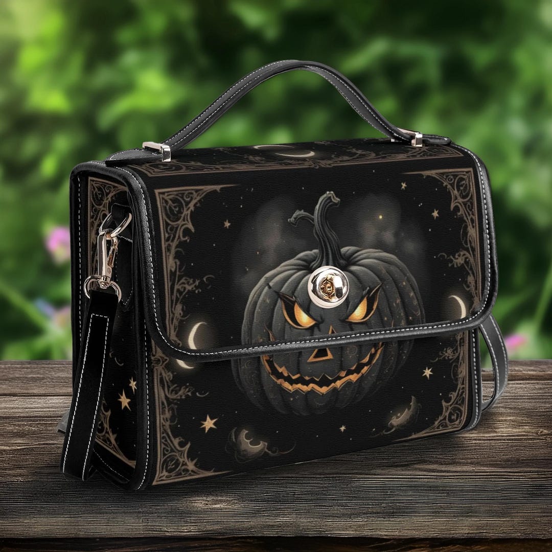 Wicked Pumpkin Vegan Leather Satchel - Elegant Crossbody Handbag With ...