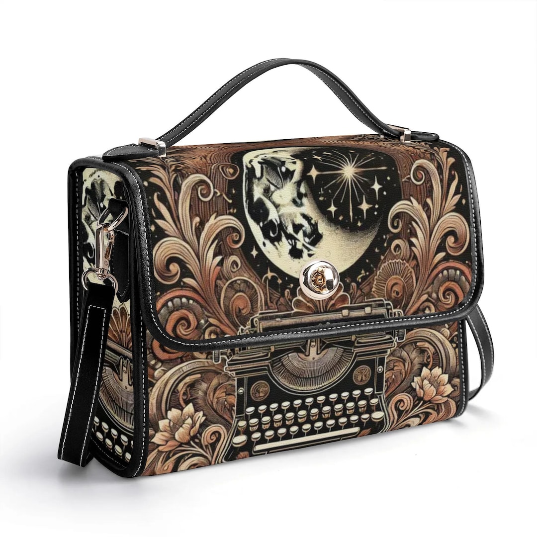 Vintage Typewriter Vegan Leather Satchel Bag Cross Body Purse Cute ...