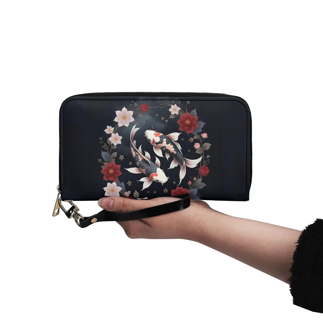 Koi Fish Wallet Vegan Leather Cute Wallet Vegan Leather Wallet Zip ...