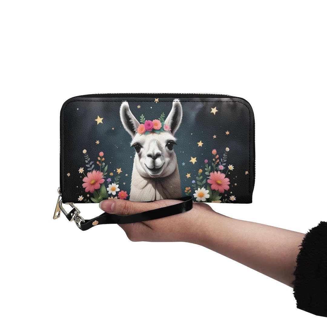 Llama Wallet Vegan Leather Cute Wallet Vegan Leather Wallet Zip Around ...