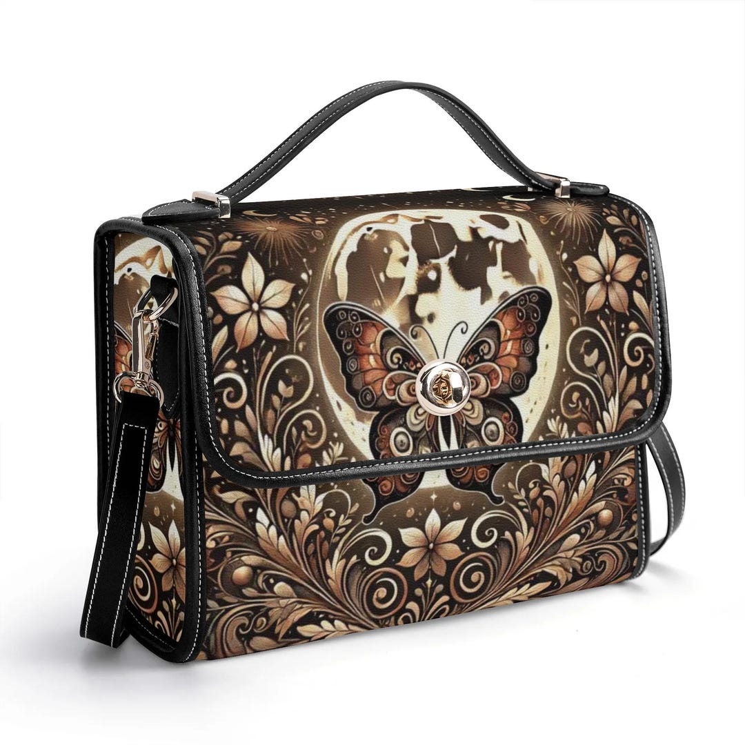 Vegan Leather Butterfly Satchel - Boho Cross Body Purse - Elegant Gift ...