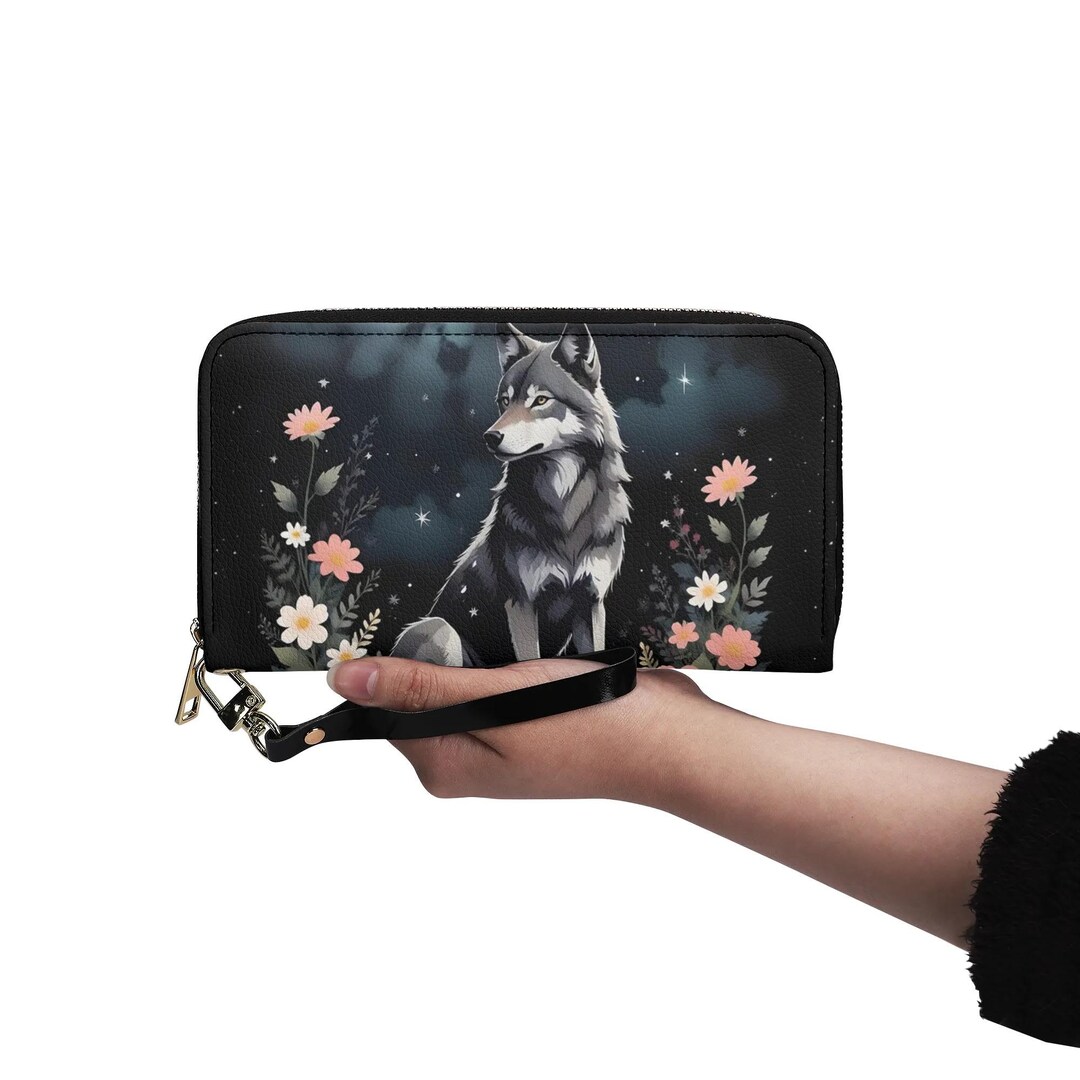 Wolf Wallet Vegan Leather Cute Wallet Vegan Leather Wallet Zip Around ...
