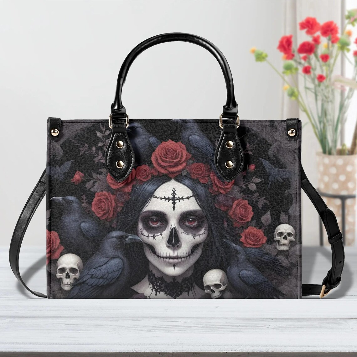 Goth Goth Bag Vegan Leather Cute Handbags Shoulder Bag, Small to Large ...
