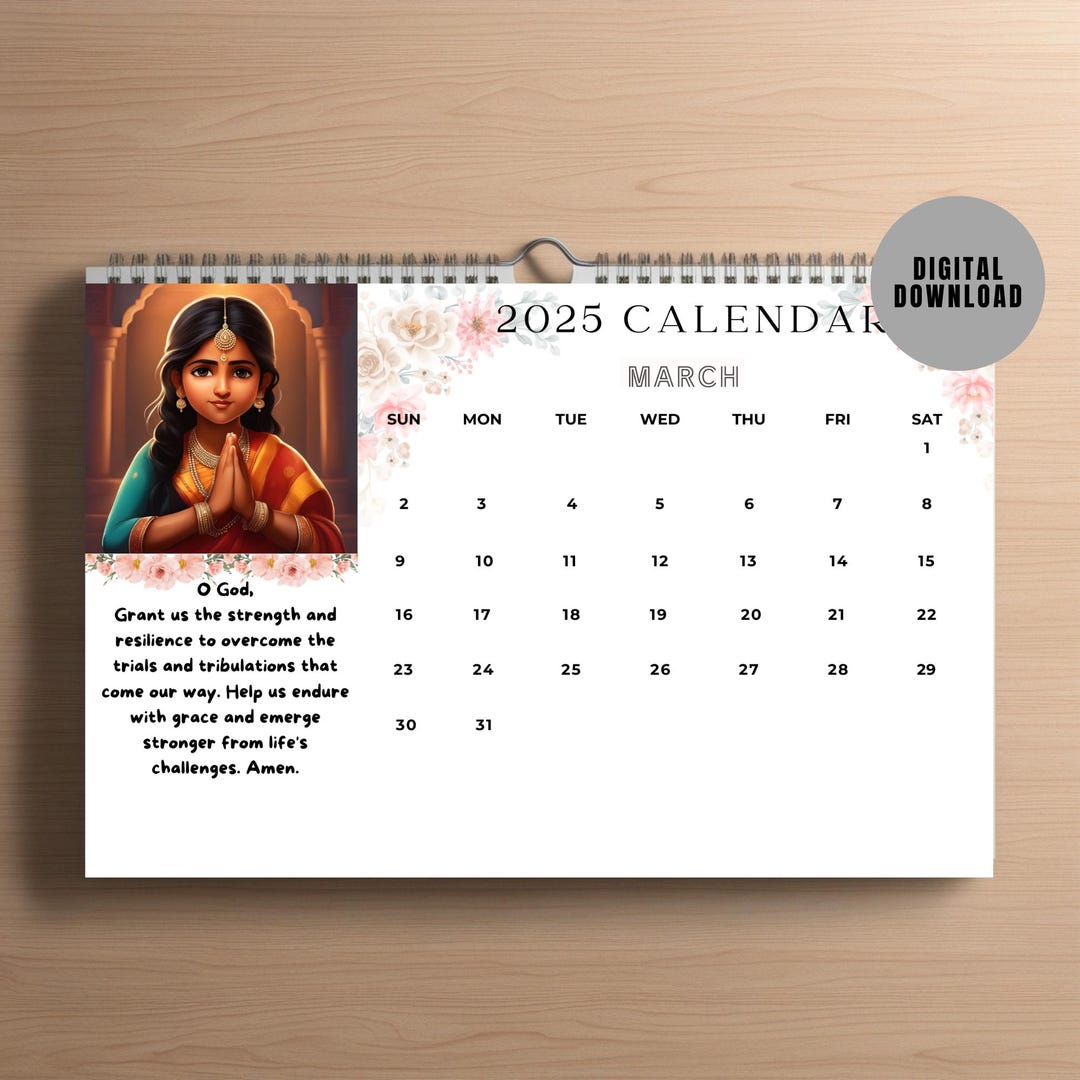 2025 Prayer Calendar - Printable Digital Download, Spiritual Planner ...