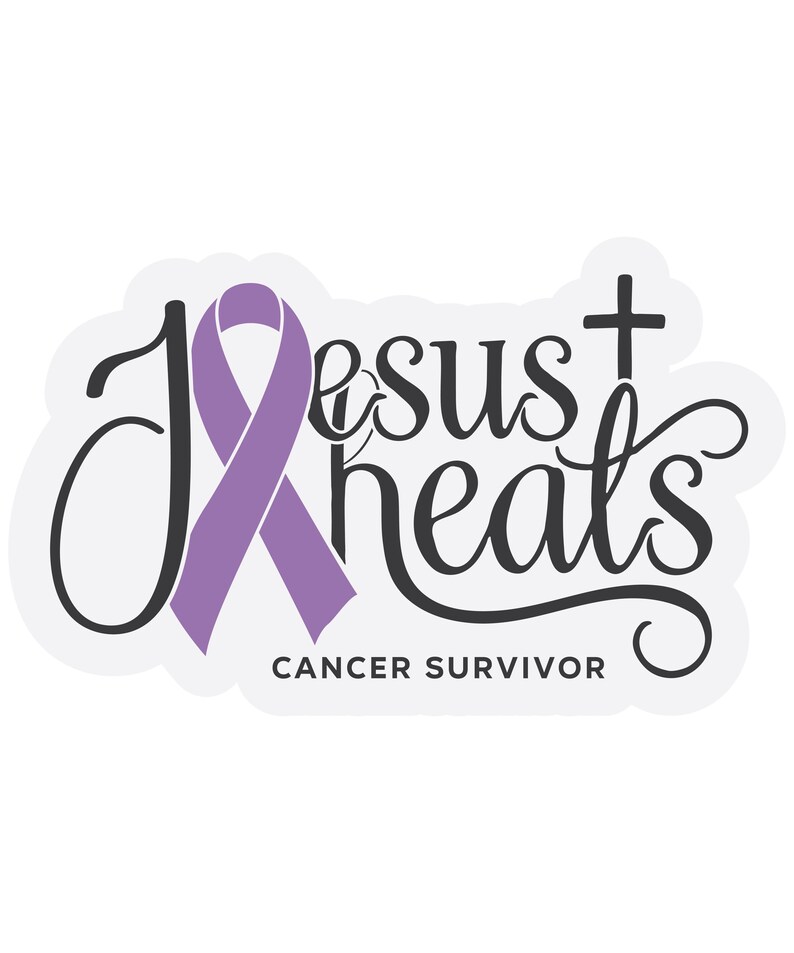 Jesus Heals Cancer Survivor Sticker – Purple Ribbon - Etsy