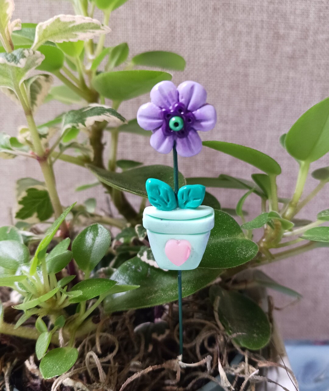 Decorative Plant Stake, Decorative Plant Marker, Miniature Flower Pot ...